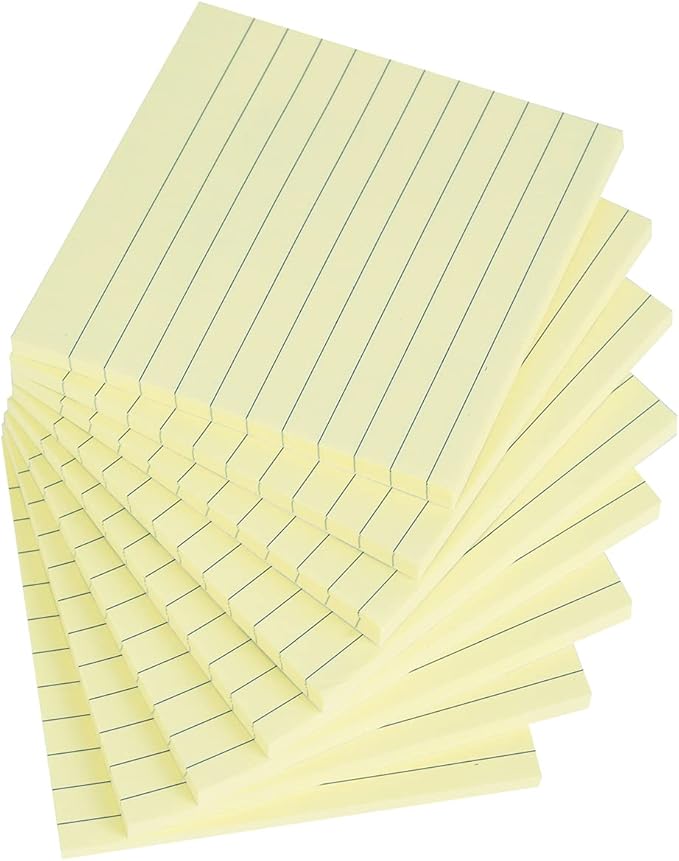 Amazon.com : Vanpad Lined Sticky Notes 4x4 Inches, Light Yellow Ruled ...