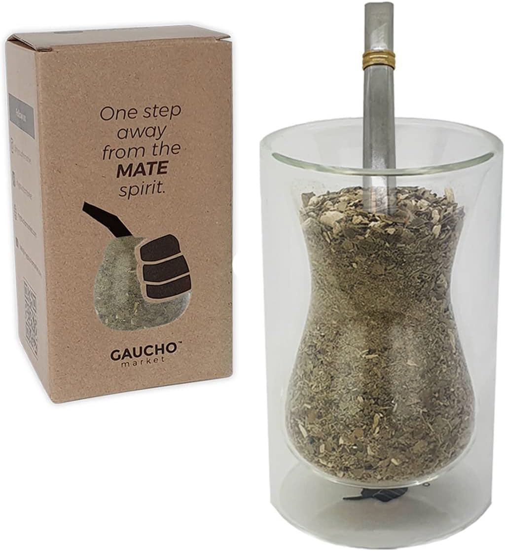 Amazon.com | [NEW] Yerba Mate Cup Set. Double Wall Glass, With ...