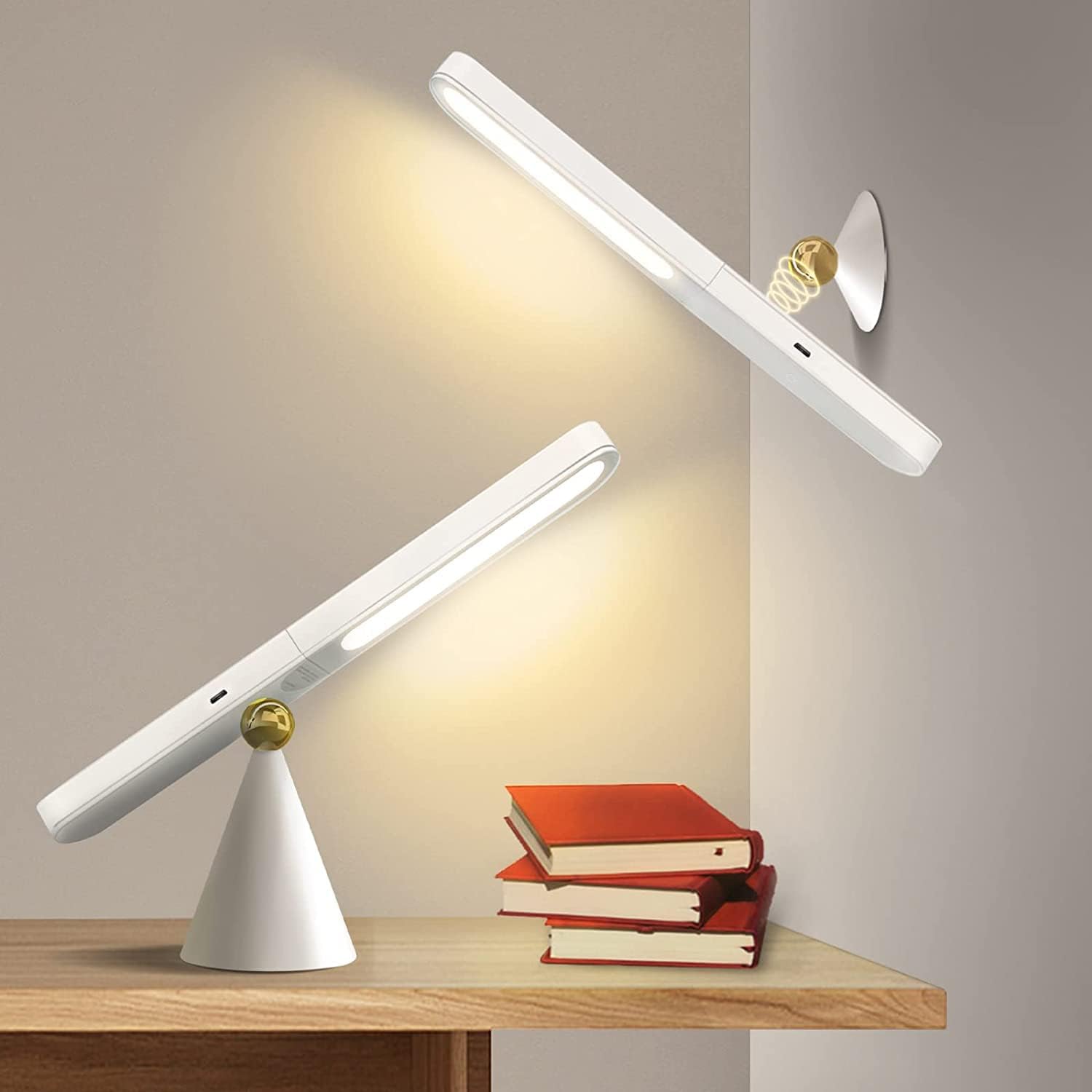 LYTLM LED Two Bases Magnetic Desk Lamp Touch Dimmable Rechargeable with ...