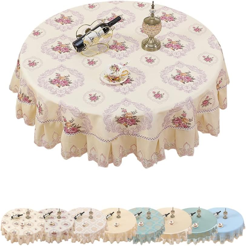 Amazon.com: meioro Round Tablecloth Rustic Style Table Cloth Linen ...