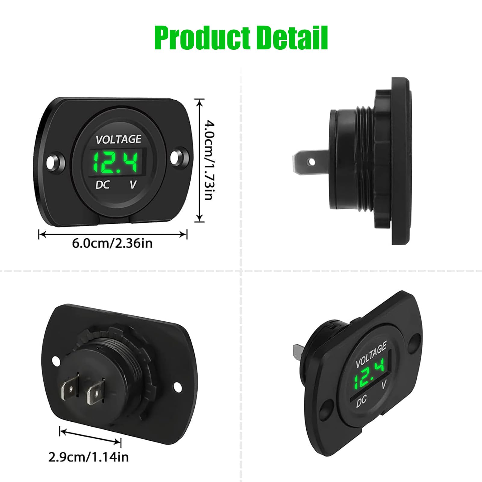 Snapklik.com : 2 PCS DC Volt Meter 12V, Battery Voltage Gauge 12V ...