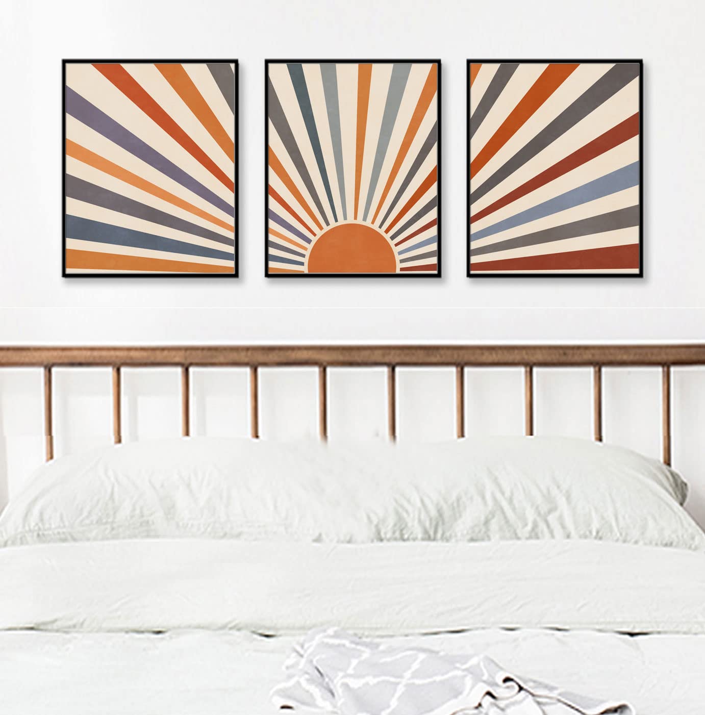 Amazon.com: 3 Piece Sun Art Print, Sun with Multicolor Rays Prints, Sun ...