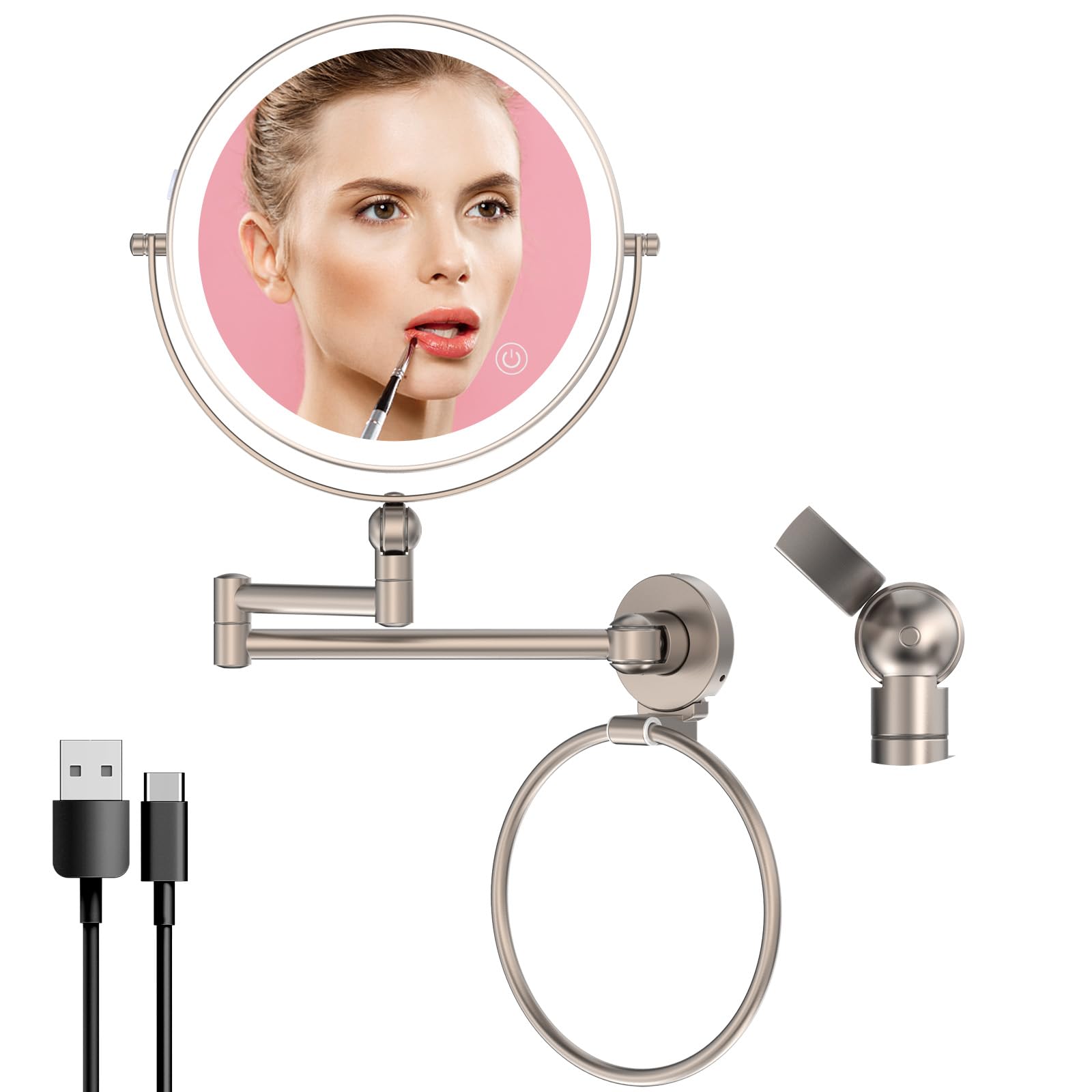 Snapklik.com : Rocollos Height Adjustable Wall Mounted Makeup Mirror