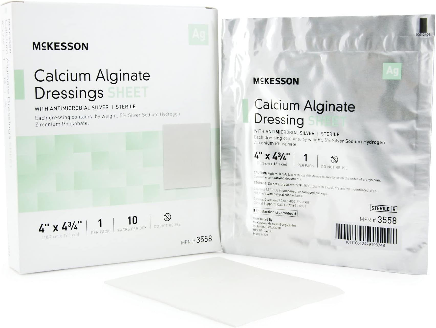 Amazon.com: McKesson Calcium Alginate Dressing with Antimicrobial ...
