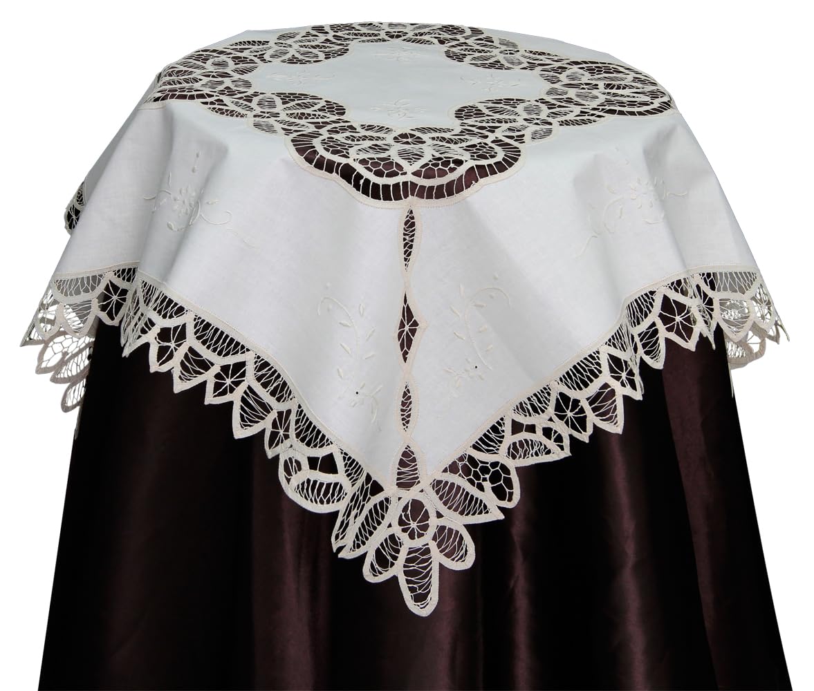 Amazon.com: Creative Linens Beige Battenburg Lace Tablecloth 33" Square ...