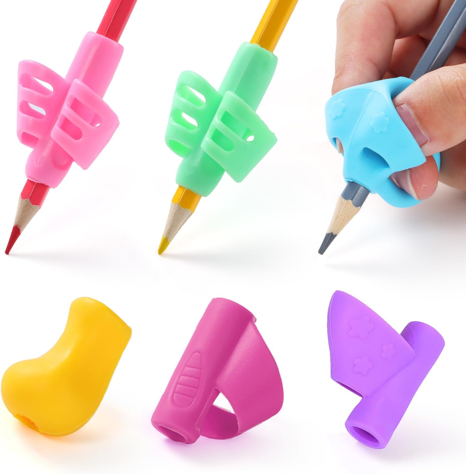 OSteed 17 Pcs Pencil Grips for Children Handwriting, 5-Style Ergonomic ...