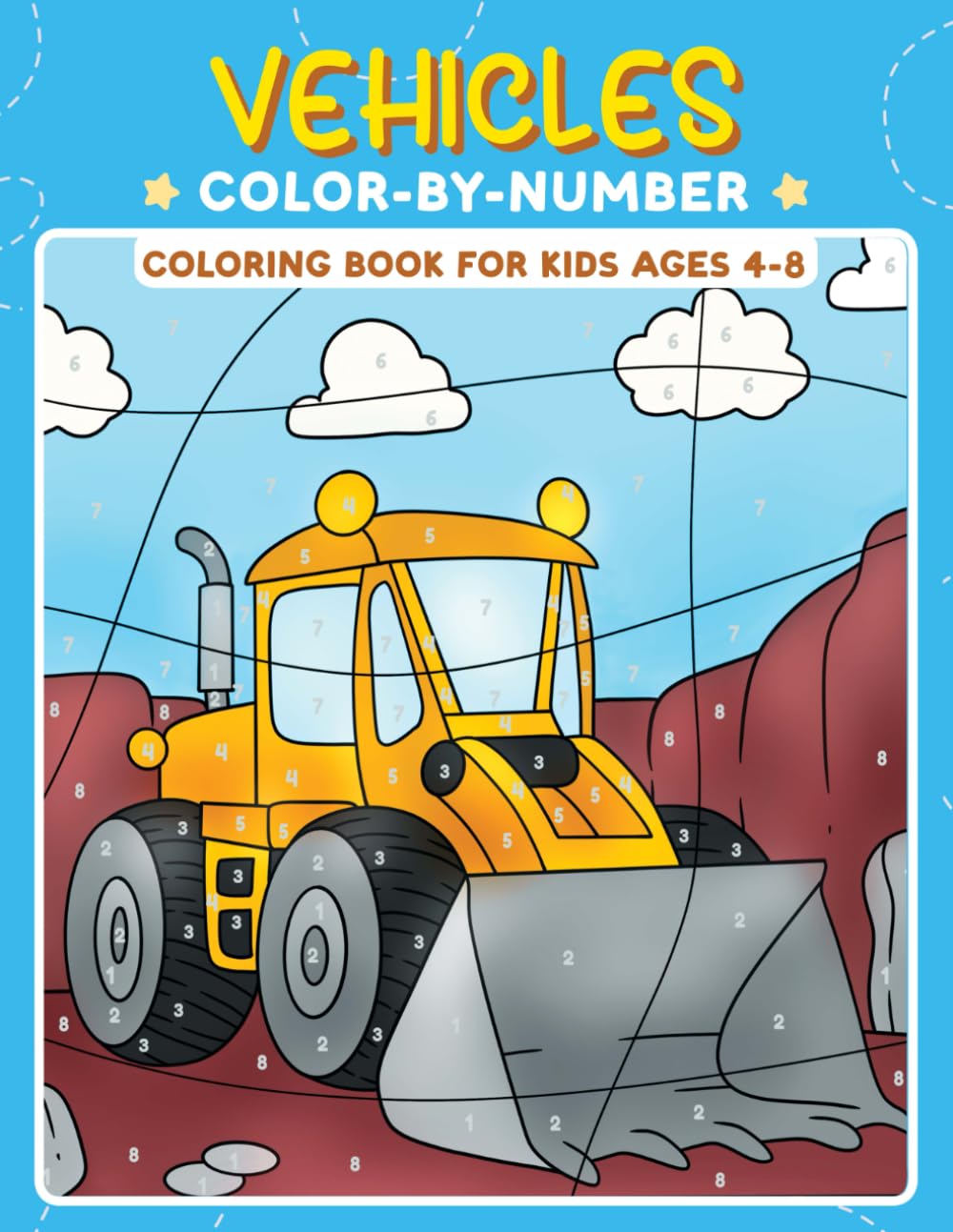 Vehicles Color by Number Coloring Book for Kids Ages 4-8: Automobile ...