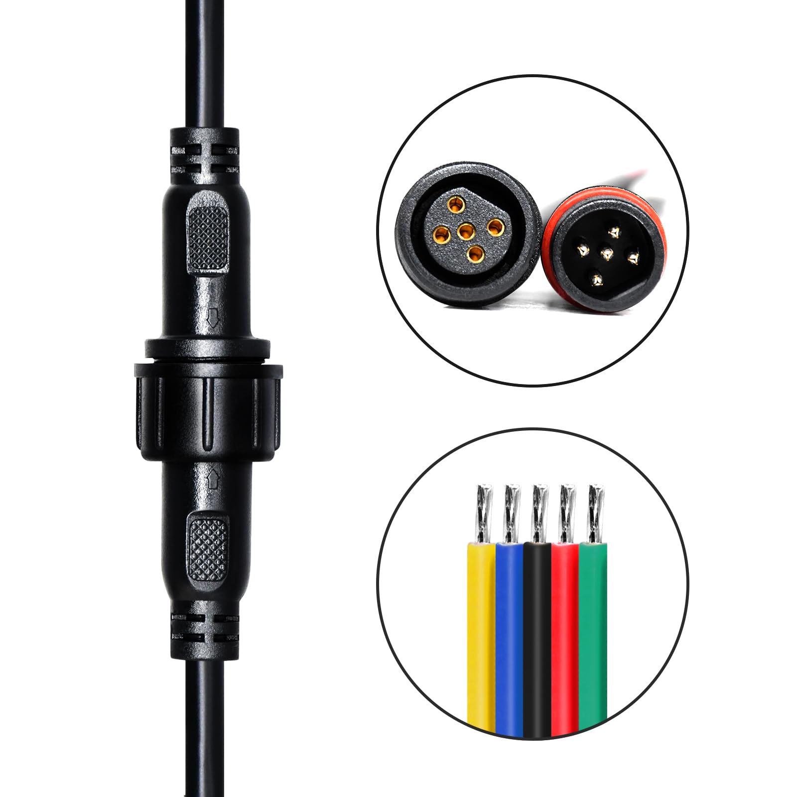 Snapklik.com : CHCSHH 5 Pin Electrical Connector 22AWG IP65 Male Female ...