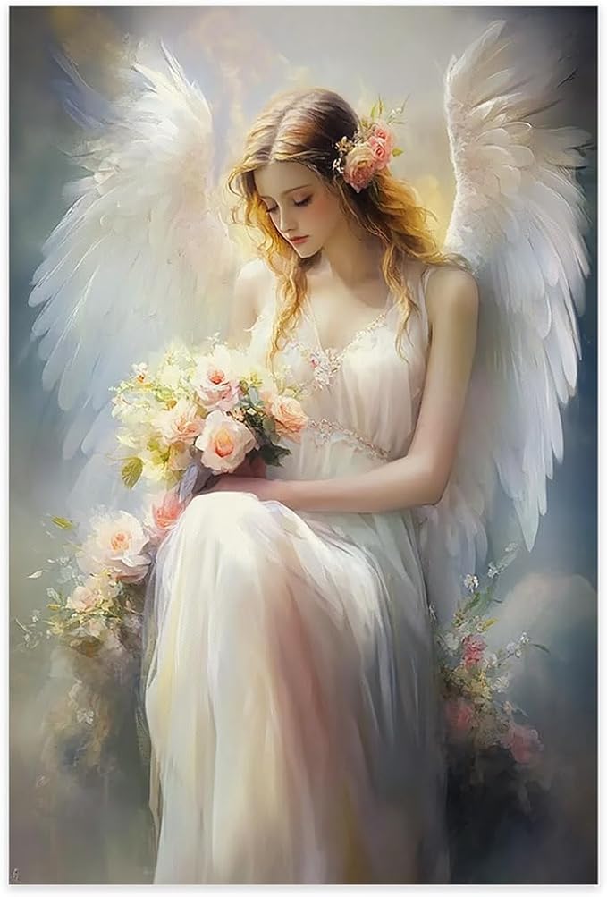 Amazon.com: LYUNZZS Canvas Art Print Angel Wall Art Abstract Angel ...