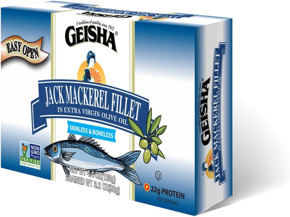 Amazon.com: GEISHA Jack Mackerel Fillet In Extra Virgin Olive Oil 4.4oz ...