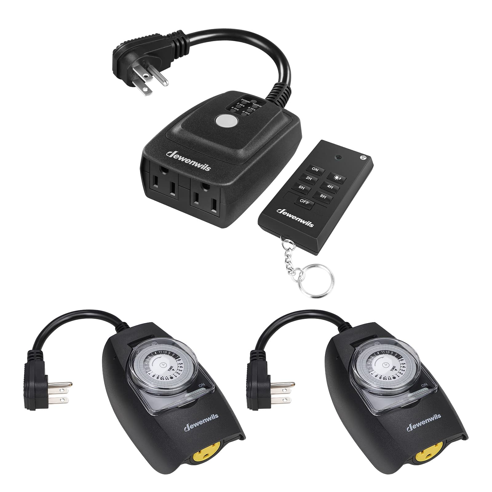 DEWENWILS Outdoor Timer with Remote and 2 Pack Mechanical Timer ...