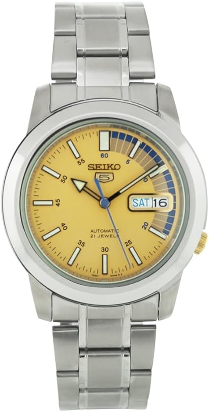 Amazon.com: Seiko Men's SNKK29 Stainless Steel Analog with Gold Dial ...