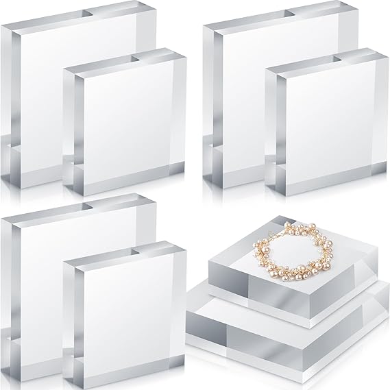 Amazon.com: Remerry 8 Pieces Acrylic Display Block 3 x 3 x 1 Inch, 4 x ...