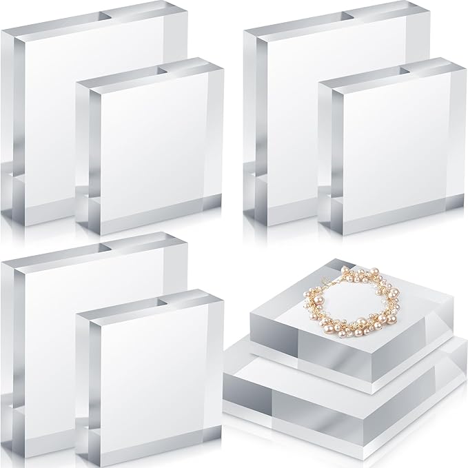 Amazon.com: Remerry 8 Pieces Acrylic Display Block 3 x 3 x 1 Inch, 4 x ...