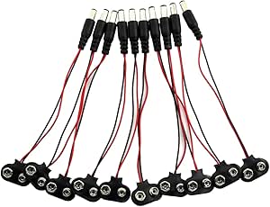 Amazon.com: Aihjcnele 10pcs DC 9V Battery Clip with 2.1mm X 5.5mm Male ...