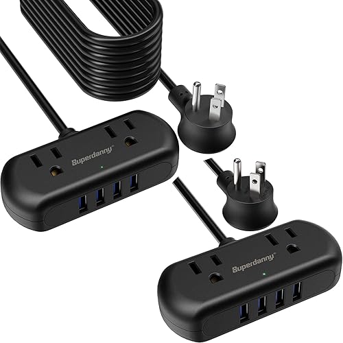 SUPERDANNY Mini protector de sobretensiones con USB, 2 tomas de ...