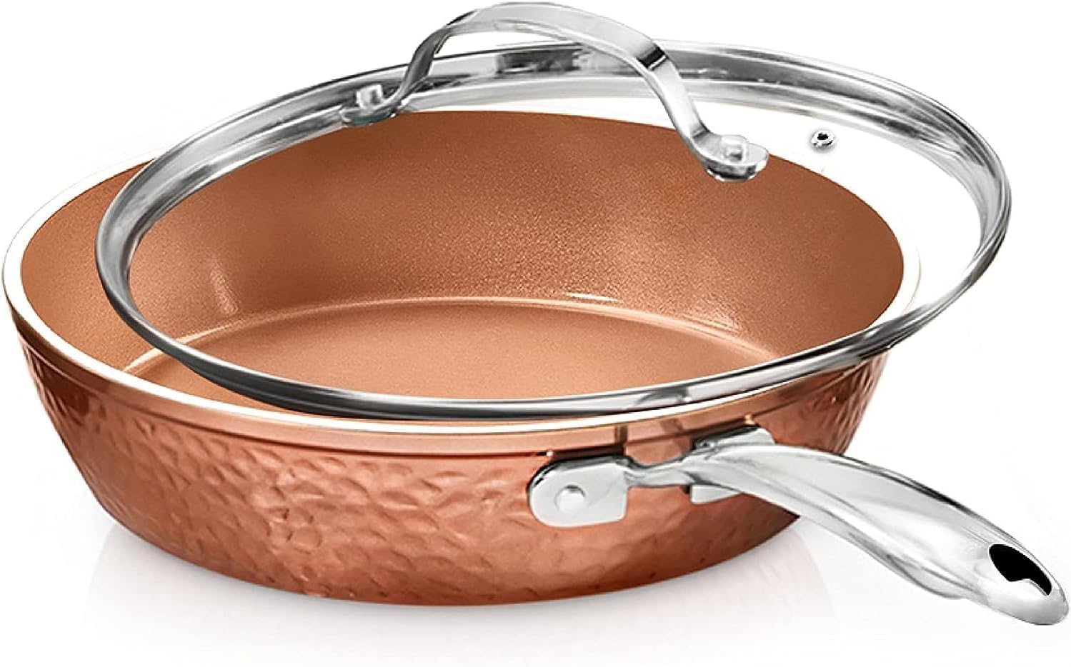 Amazon.com: Red Copper 12 inch Pan by BulbHead Ceramic Copper Infused ...