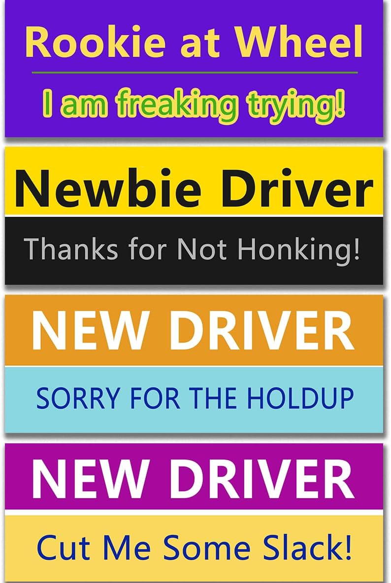 Amazon.com: 4-Pack 'New Driver' Reflective Magnetic Signs - Removable ...