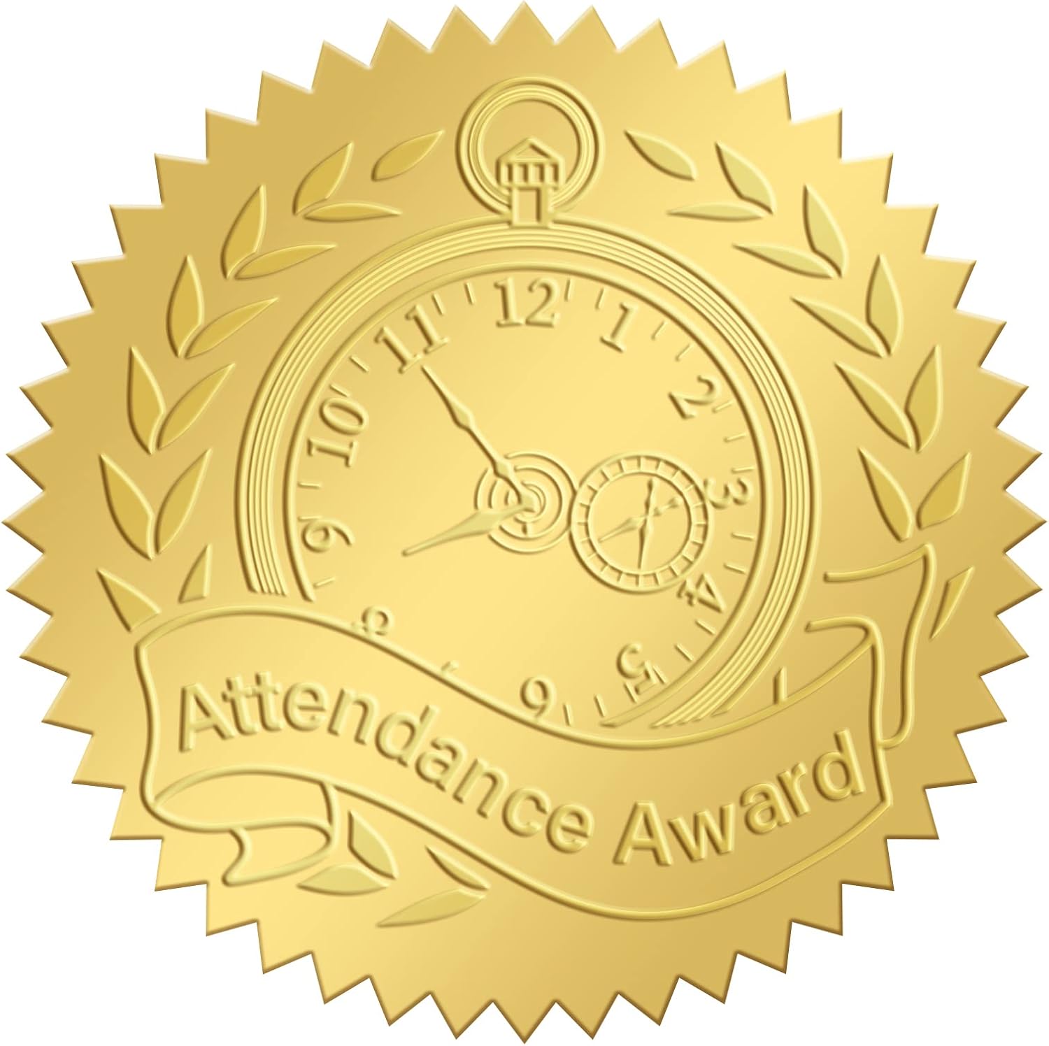 CRASPIRE 100PCS Gold Foil Stickers Attendance Award Embossed ...