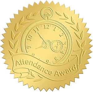 Amazon.com: CRASPIRE Attendance Award Gold Foil Stickers Embossed ...