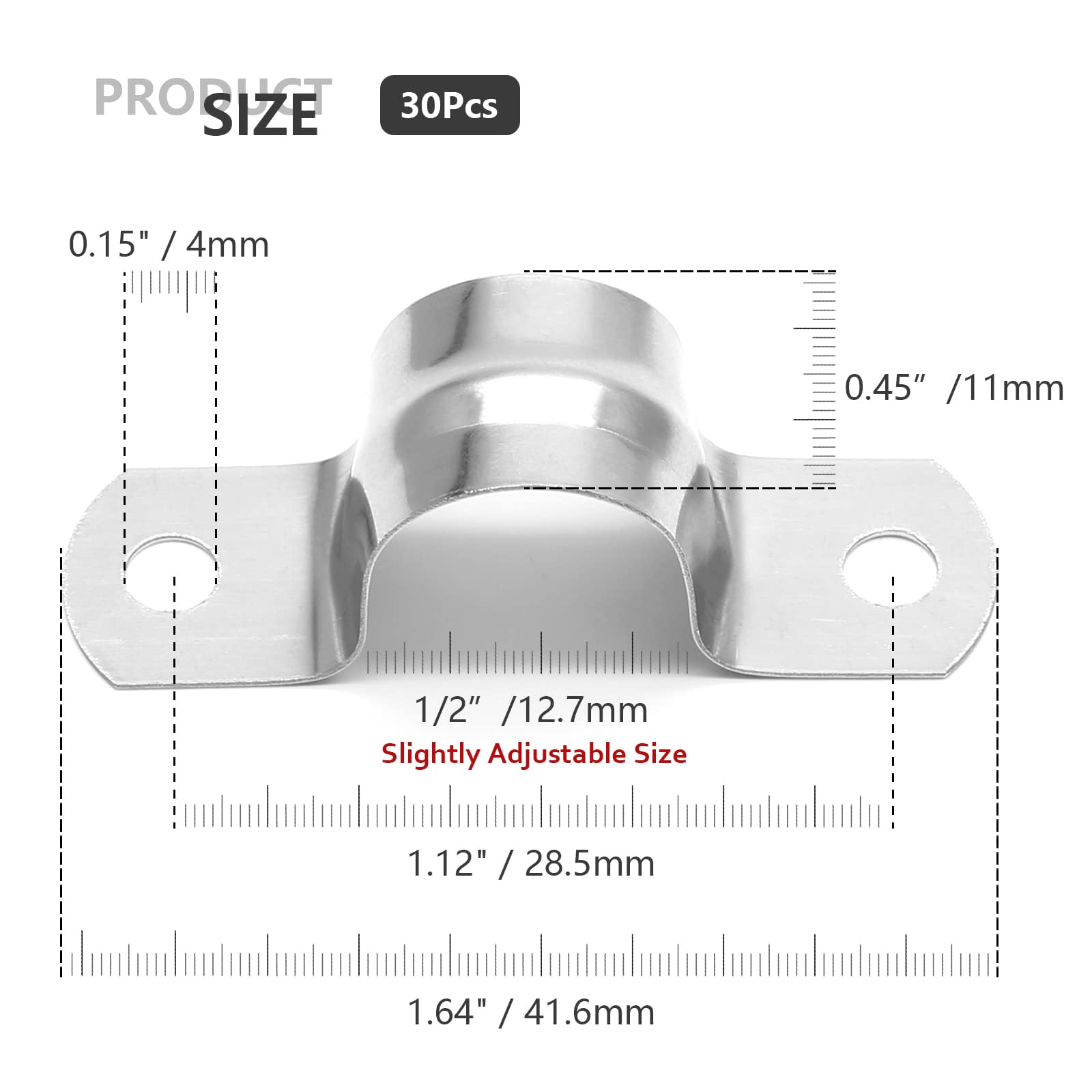Snapklik.com : 30Pcs 1/2 Inch Stainless Steel Conduit Clamps, Two Hole ...