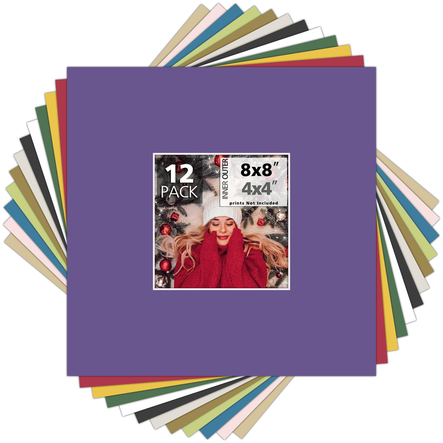 Amazon.com: Mat Board Center, 8X8 Mix Color Mats for 4X4 Pictures ...