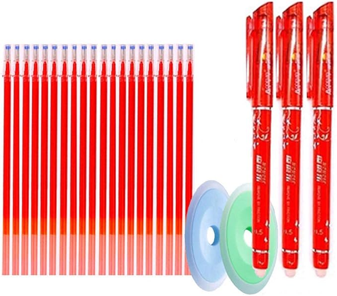 MROOFUL Erasable Red Gel Pens with Refill Erasers 0.5mm Stainless Steel ...