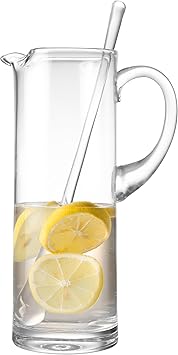 Amazon.com: Glass Pitcher with handle Straight Sided, Handmade, With ...