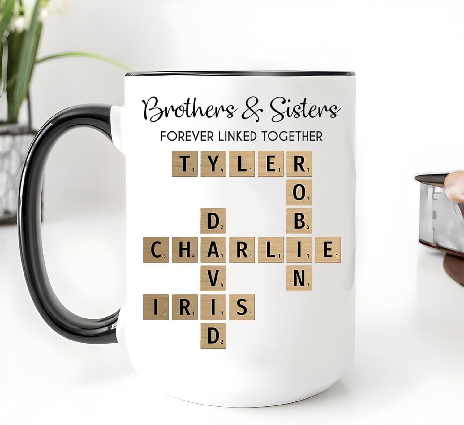 Amazon.com: Personalized Name Brother & Sister Mug, Siblings Crossword ...