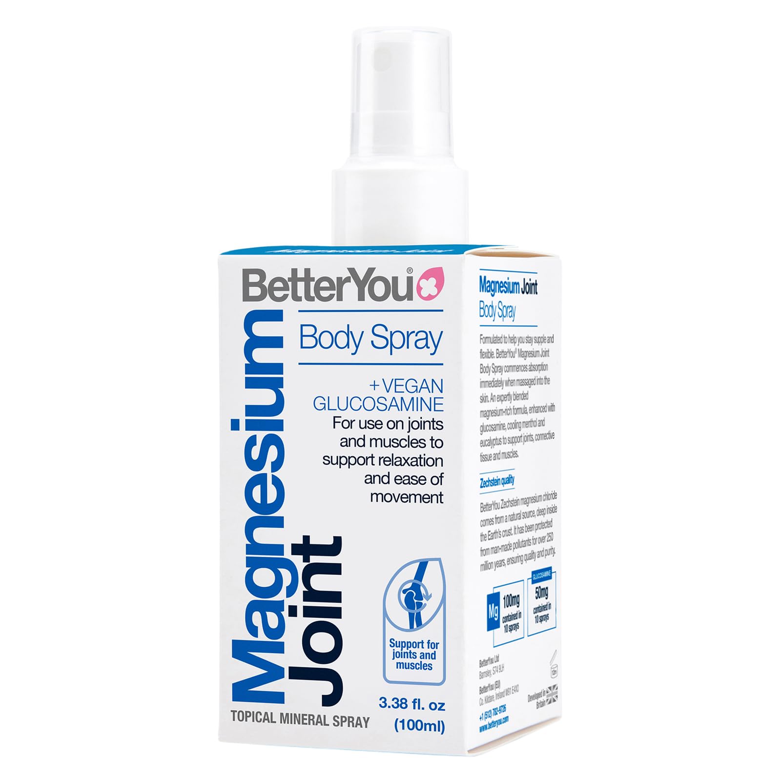 BetterYou Magnesium Joint Body Spray, Includes Vegan Glucosamine ...