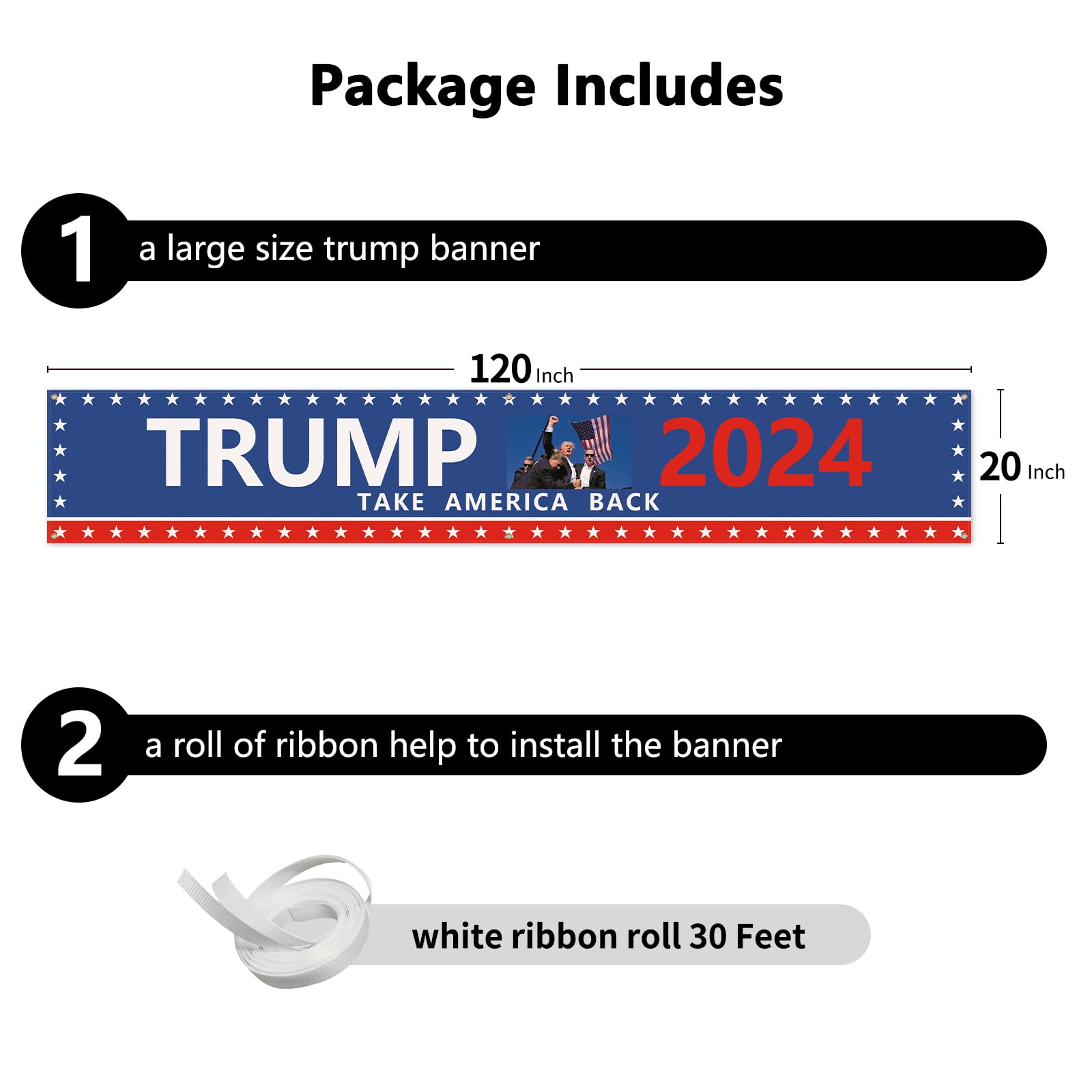 Snapklik.com : Trump 2024 Banner 120" X 20" Decorations Take America ...