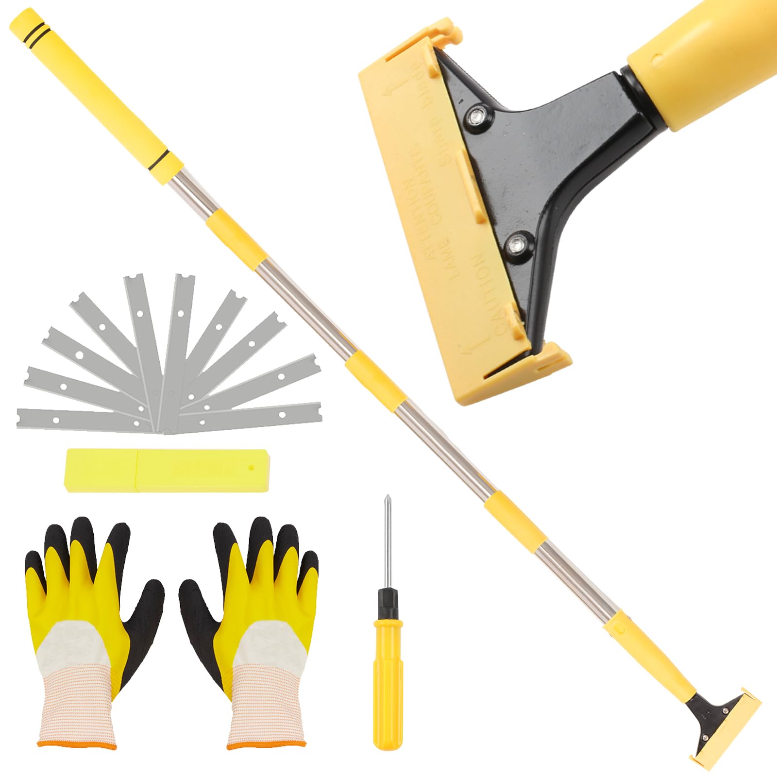 Amazon.com: Frebuta Floor Scraper Long Handle Heavy Duty, 31 to 62In ...