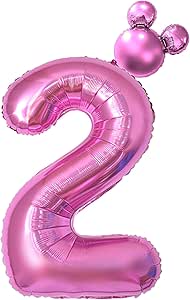 Amazon.com: 40 inch Hot Pink Number 2 Balloon & Mini Mouse Head Balloon, 2nd Birthday Party ...