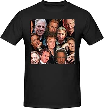 Alan Rickman Collage T Shirt Mens Fashion Loose Round Neckline Tee Soft ...