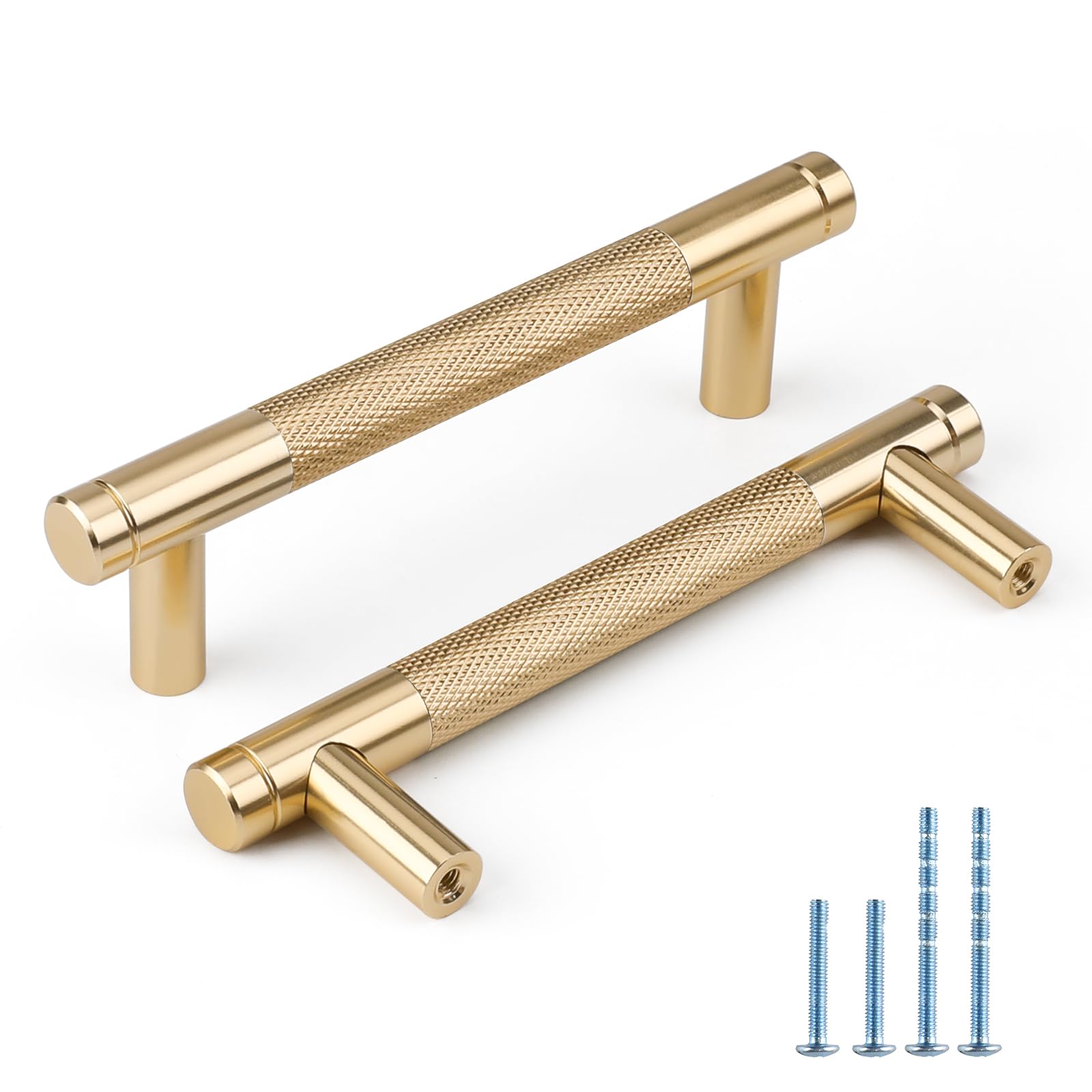 Snapklik.com : Rergy 12 Pack Gold Cabinet Pulls Knurled Cabinet Handles ...