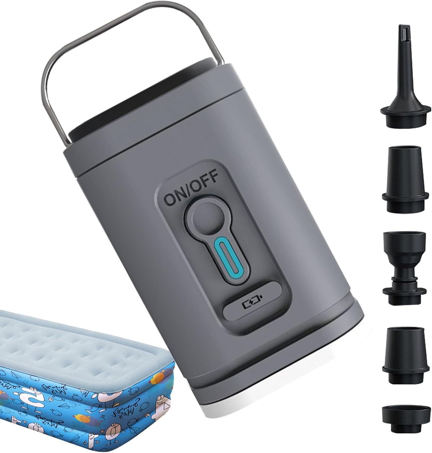 WOLWES Electric Pump for Inflatables, Lighted Swim Rings Air Pump with ...