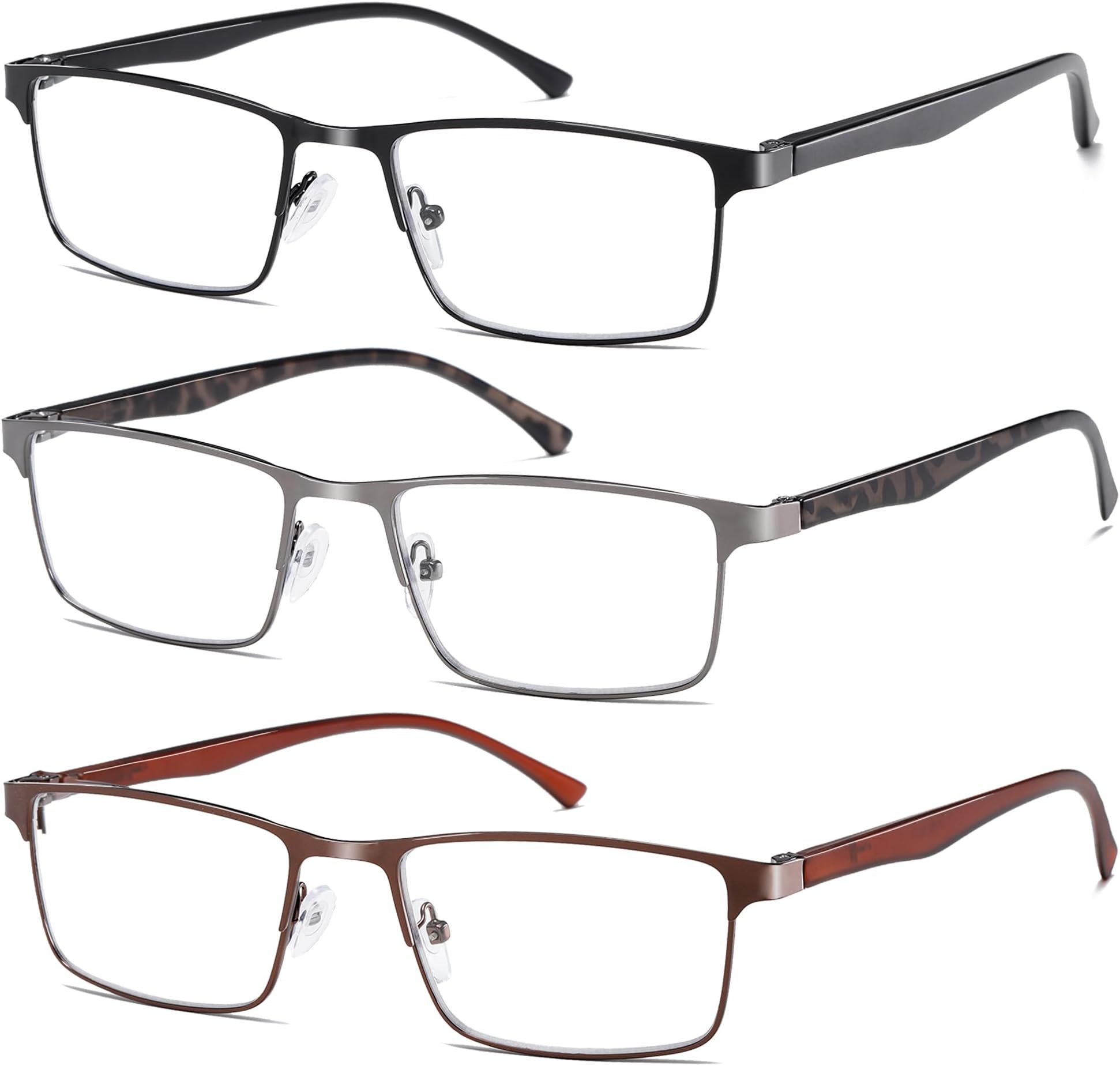 Amazon.com: EYECEDAR 5-Pack Reading Glasses for Men Rectangular Metal ...