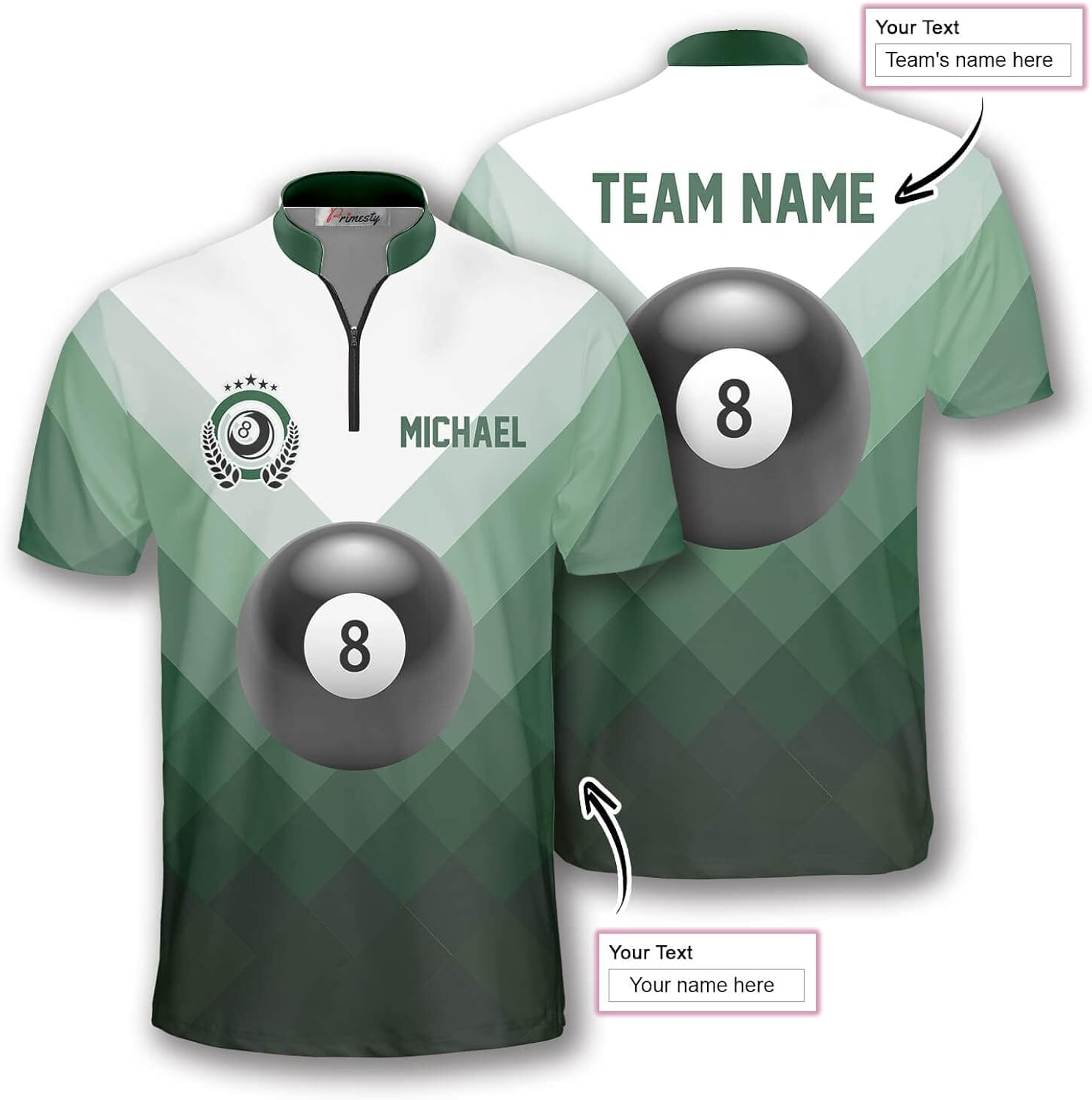 Amazon.com: PRIMESTY Personalized Billiard Jerseys for Men- Dye ...