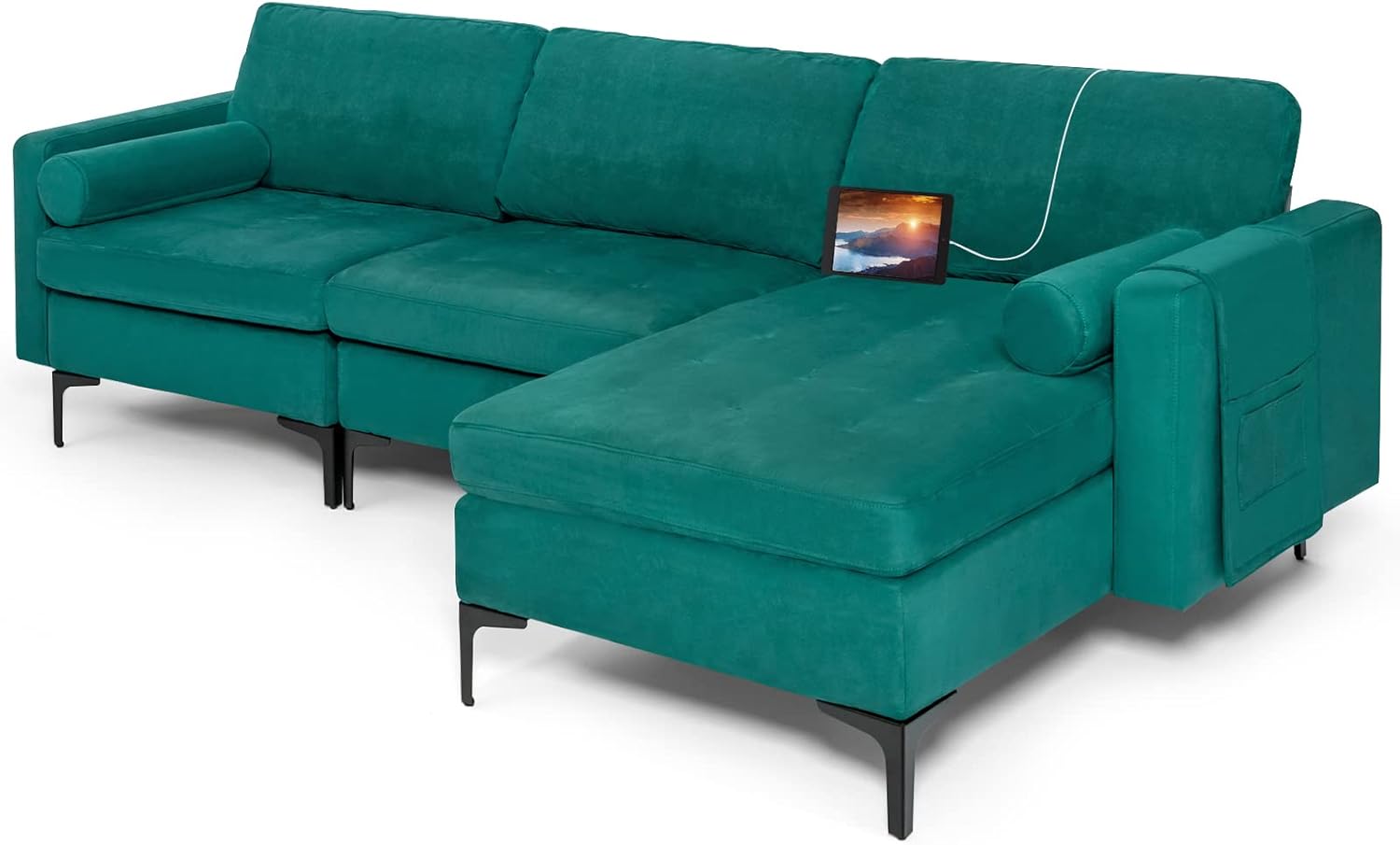 Amazon.com: Giantex 97" Couch, Sectional Sofa, L-Shaped Modular Sleeper ...