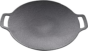 Amazon | YAYAMIYA 鋳鉄フライパン アウトドア キャンプ 鉄板 韓国 バーベキューラウンドプレート 家庭 BBQ グリルパン 焚火台 直火型 薪ストーブ IHコンロ対応 火傷 ...