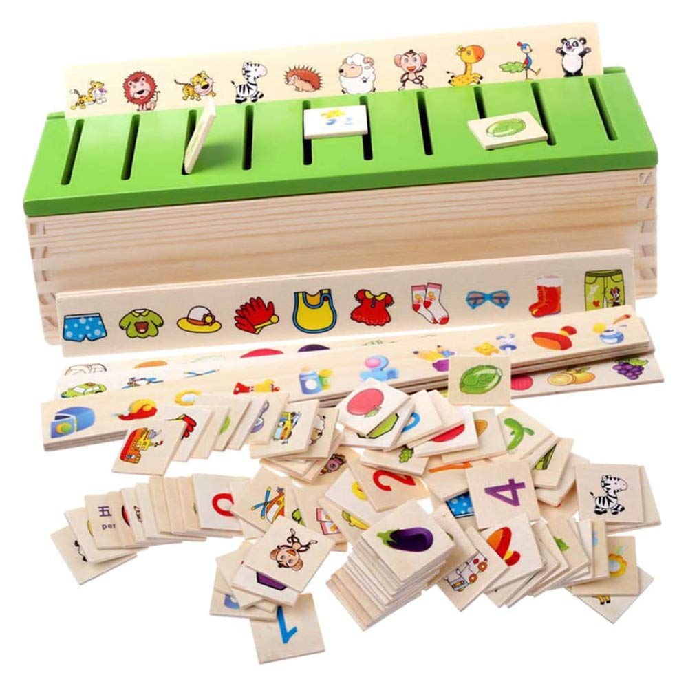 Buy POFET Educational Toy Wood Toy Box, Kid Sorting Box with 8 Sorting ...