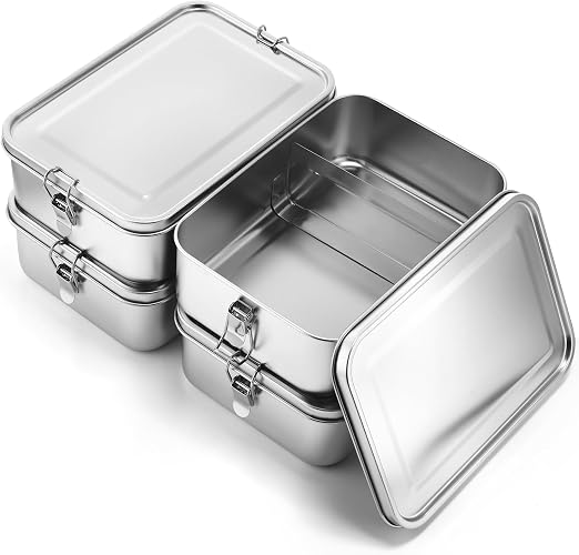 Amazon.com: Umigy 4 Pcs Stainless Steel Food Containers 2400ml Metal ...