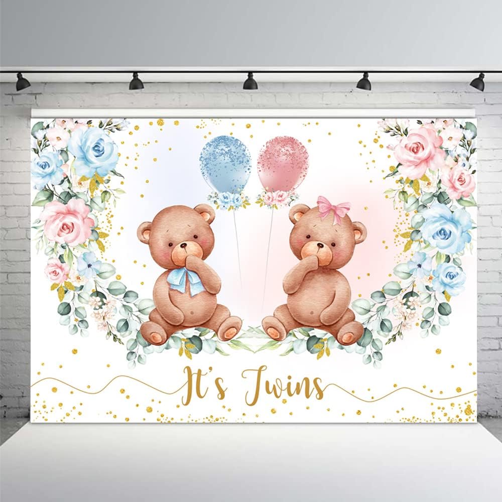 Amazon.com : AOSTO 6x5ft Twins Baby Shower Backdrop Elephant Infant Boy ...