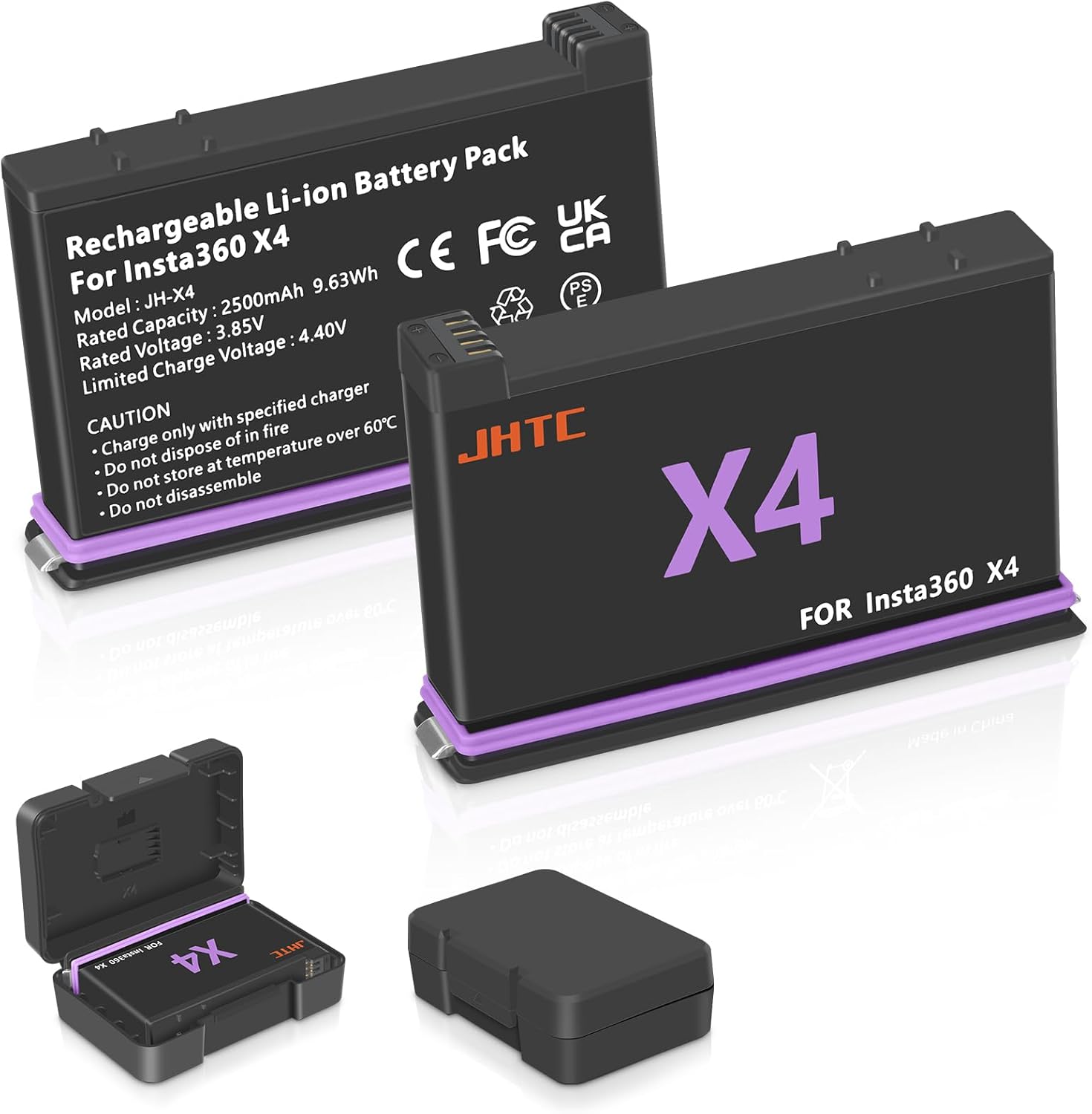 Amazon.com: JHTC 360 X4 Battery Compatible with X4, 2 Pack 2500mAh ...