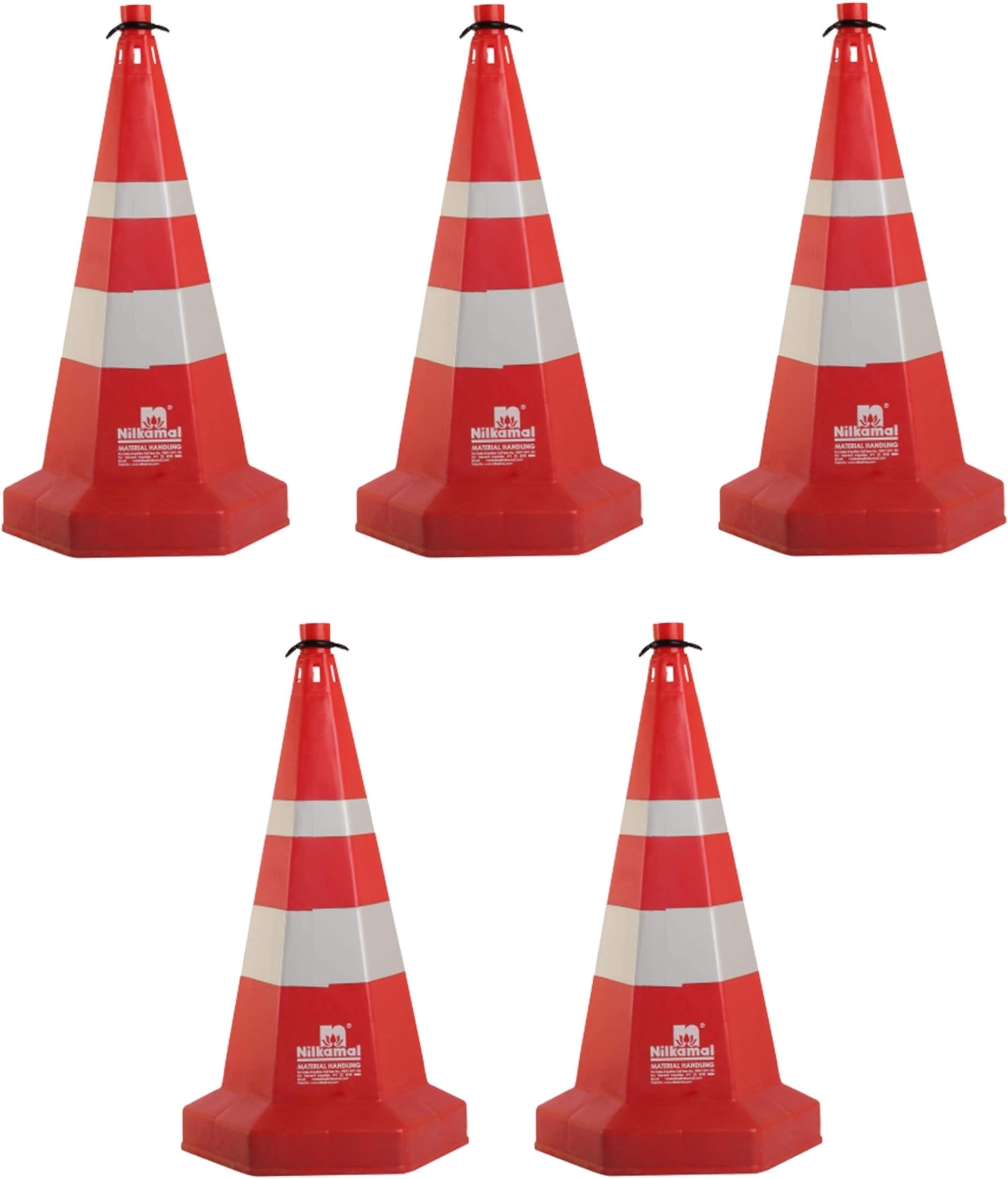 Nilkamal Road Traffic Safety Cone, Pack of 5 Cones 750mm, with 4 mtr ...