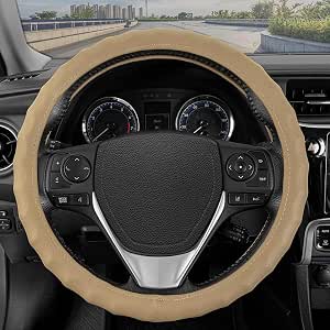 Drop Stop Leather Universal Steering Wheel Cover for Car, Medium (14.5 ...