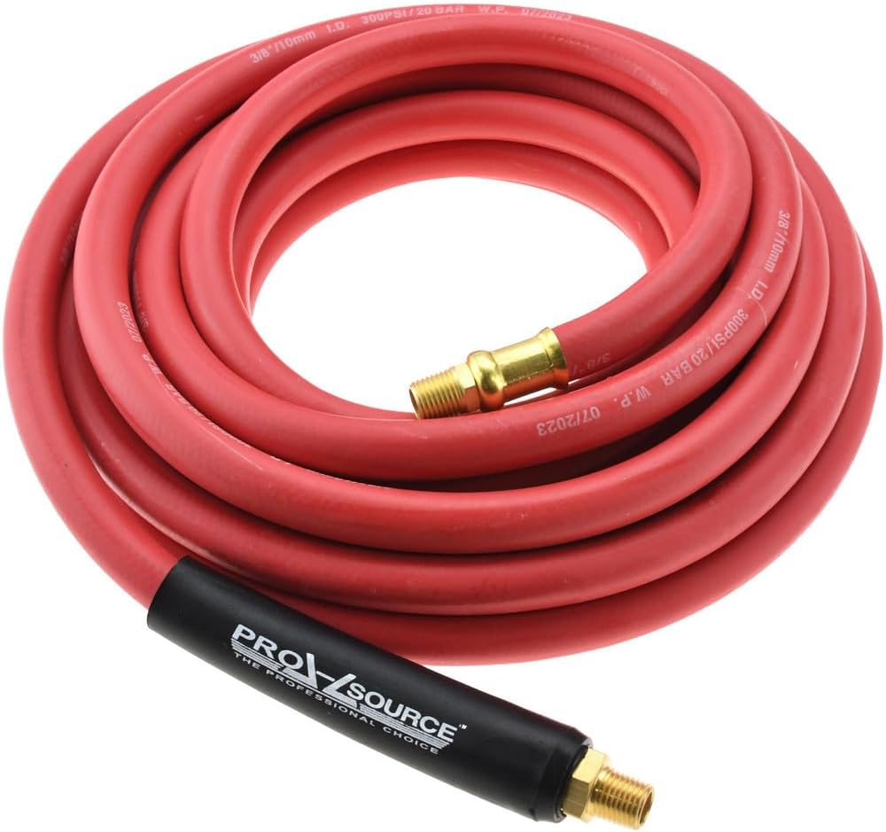 Amazon.com: PRO SOURCE Red Rubber Air Hose: 3/8" ID, 1/4" MNPT Fittings ...