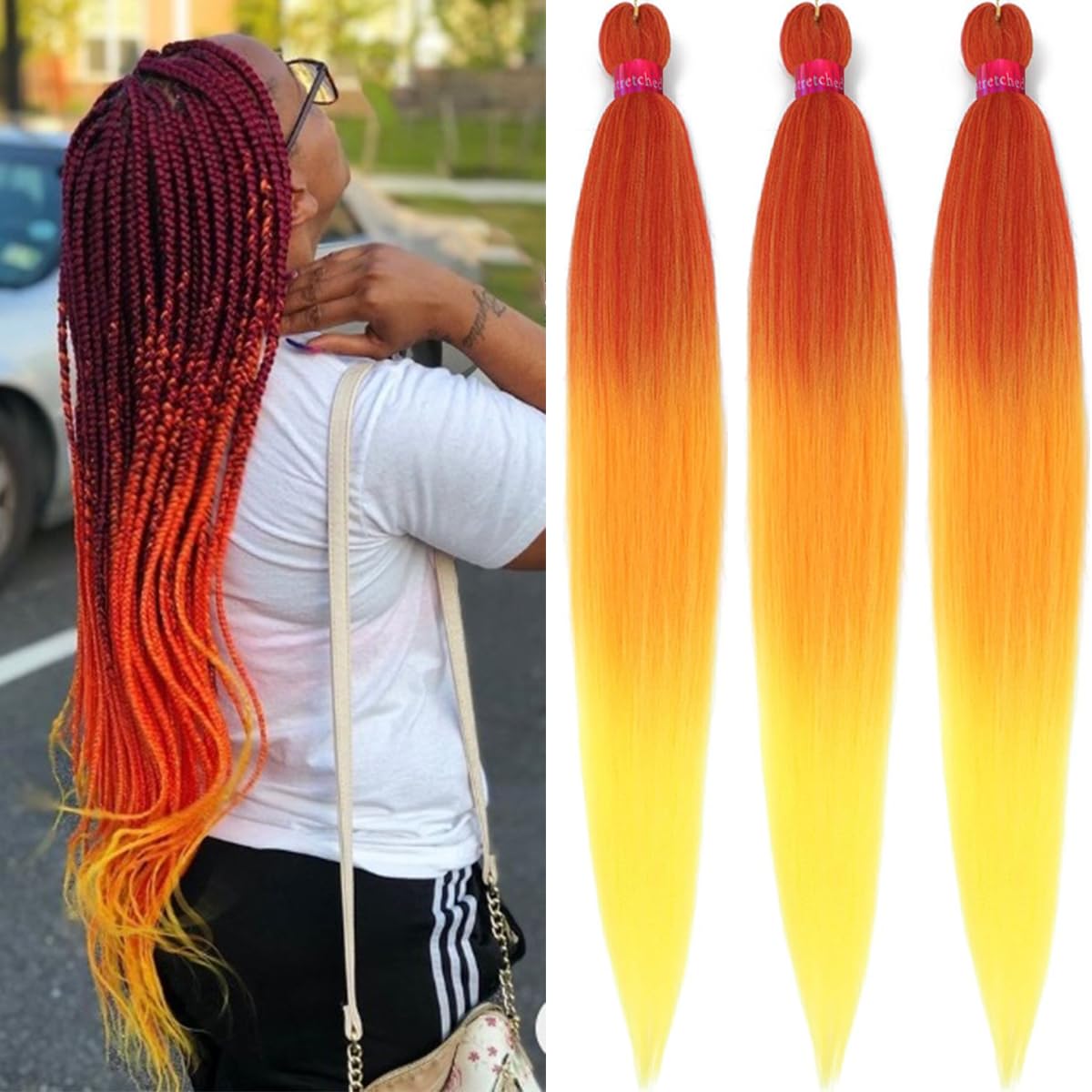 Amazon.com : Ombre Pre Stretched Braiding Hair, 28''-3 packs Silky ...