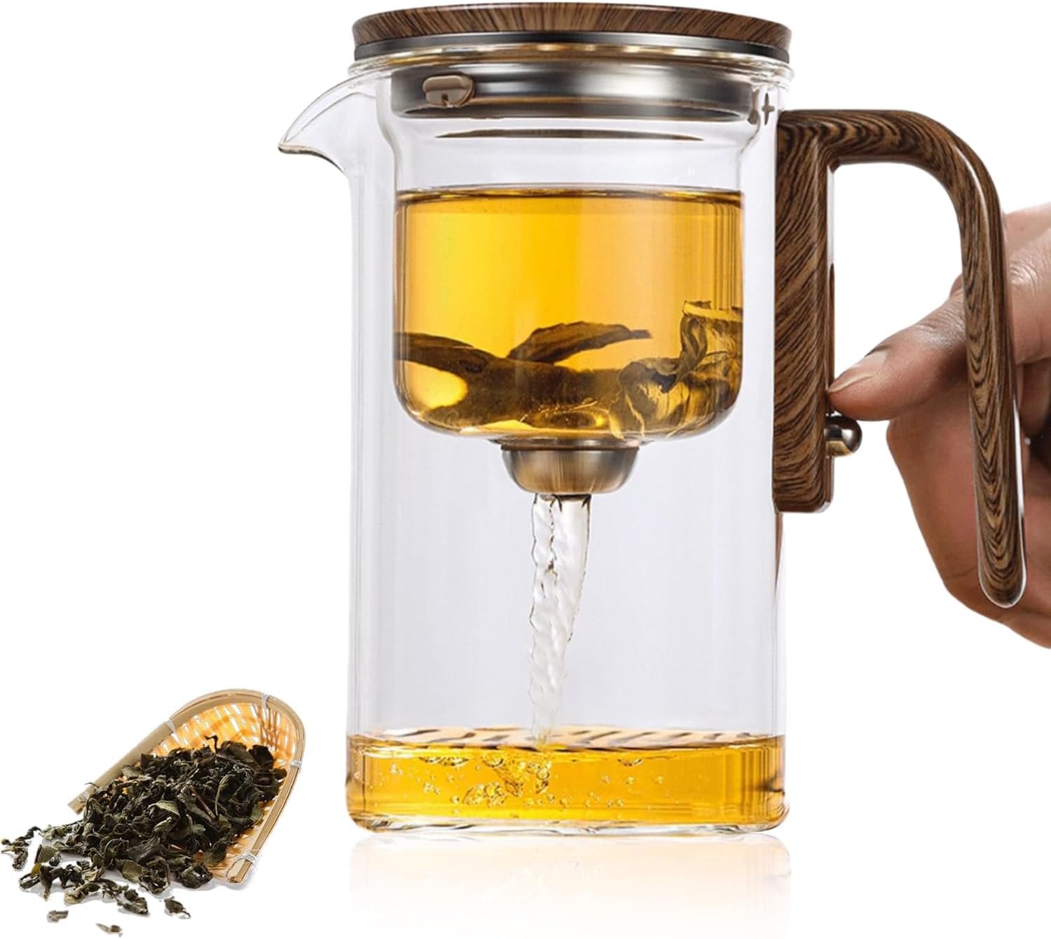 Angju Enchanti Tea Pot, Clear Witchcraft Teapot with Wooden Handle ...