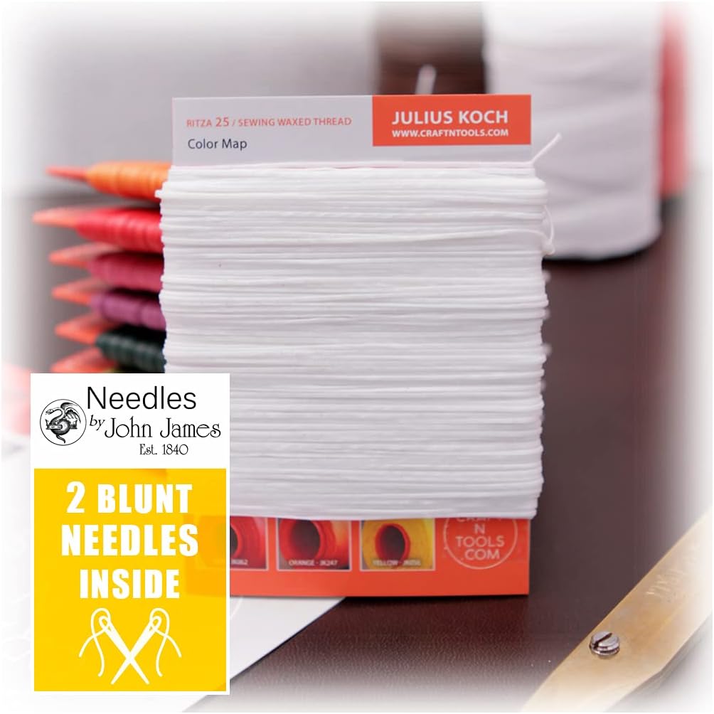 Amazon.com : White 0.6mm Ritza 25 Tiger Thread for Leather Craft ...